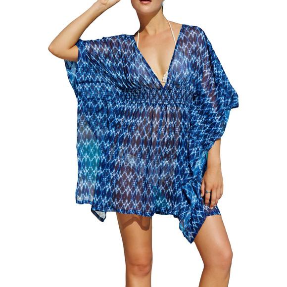Jessica Simpson Swim Jessica Simpson Womens Navy Smocked Printed